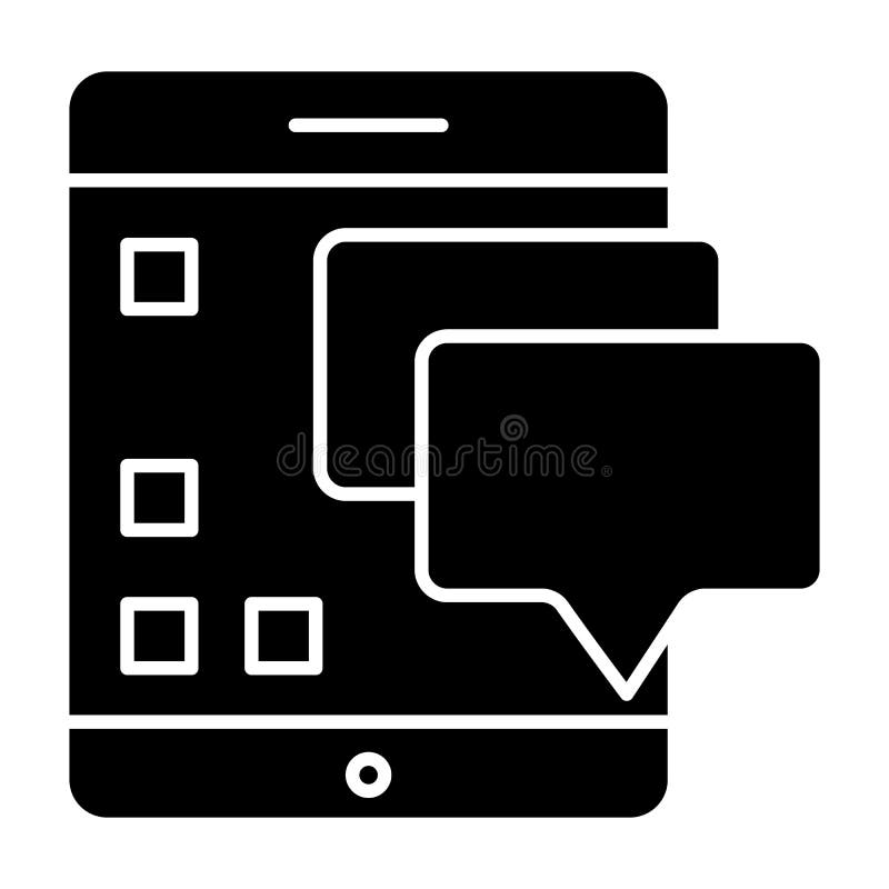 Device with Speech Bubbles Solid Icon. Tablet with Messages Vector ...