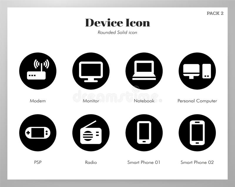 Device Icons Rounded Solid Pack Stock Vector - Illustration of apple ...
