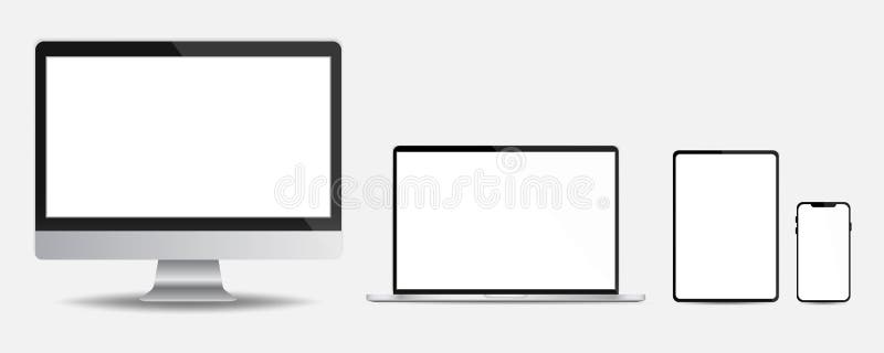 Device Vector Mockup Set. Computer Laptop Tablet and Phone Realistic ...