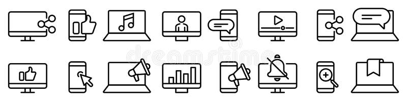 Device Web Icons. Computer and Smartphone Vector Icons. Flat Line ...