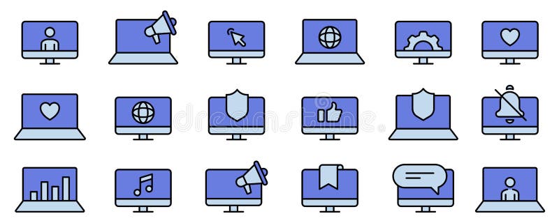 Device Web Icons. Set of Smart Devices and Gadgets. Flat Line Device ...