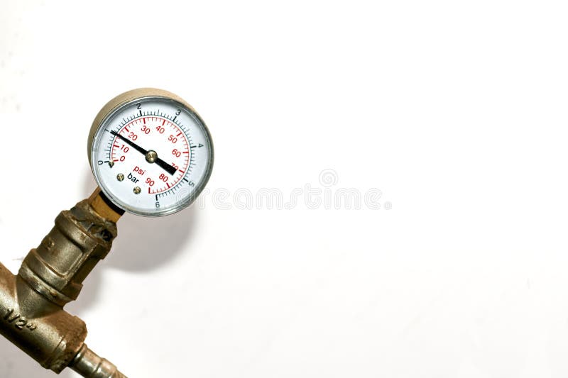 Hot Water Temperature Sensor in a Basement Plumbing System on White ...