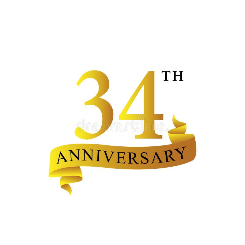 Ribbon Anniversary 34th Years Logo Stock Vector - Illustration of ...