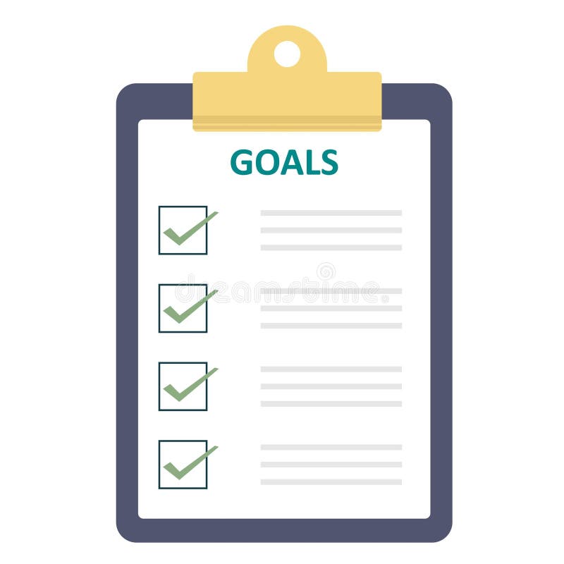 Goals and Goal Setting with Four Tasks Checkmark Document with a ...