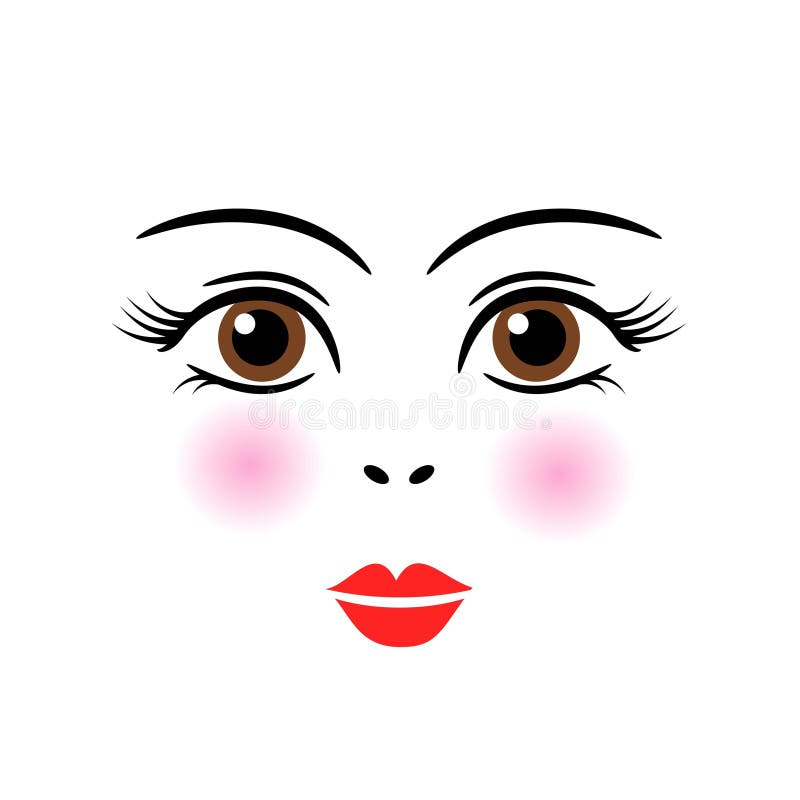 Doll, Girl, Woman Cute Face Template Vector Stock Vector - Illustration ...