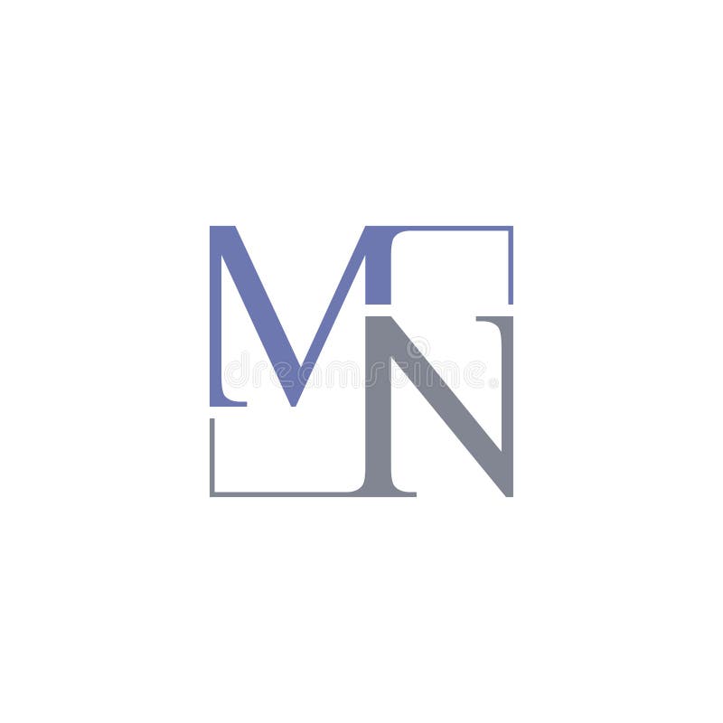 Initial Letter MN Logo Vector Purple Grey Color Stock Vector ...