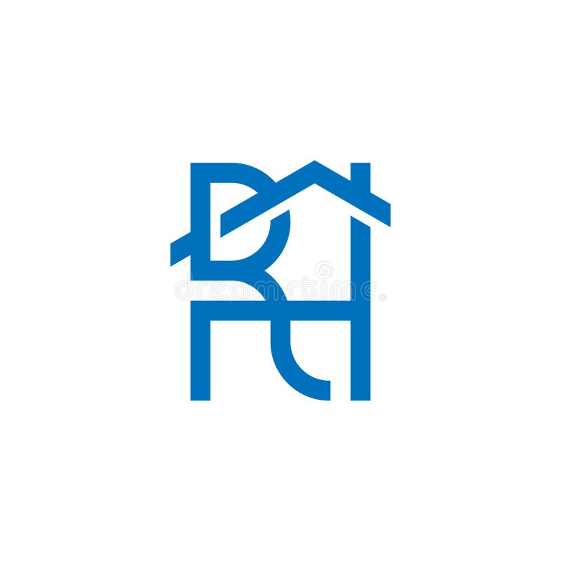 Initial Letter RH Roof Logo Vector Blue Color Stock Vector ...