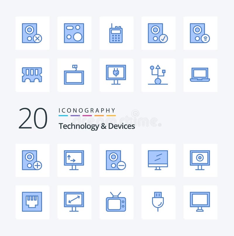 20 Devices Blue Color Icon Pack Like Stream Mac Computers Display ...