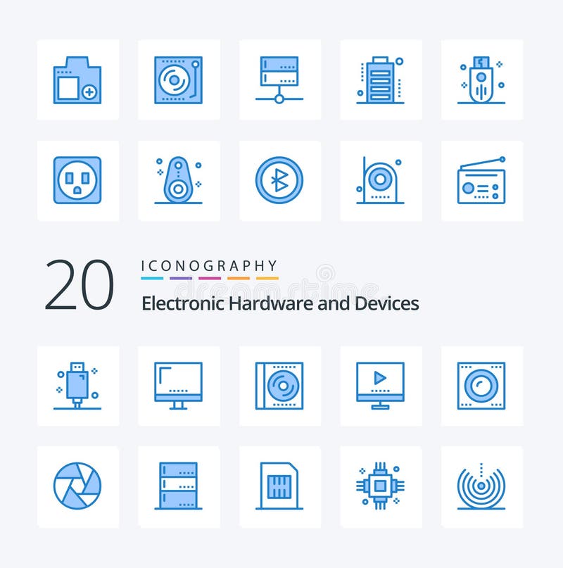 20 Devices Blue Color Icon Pack Like Technology Devices Imac Disc ...