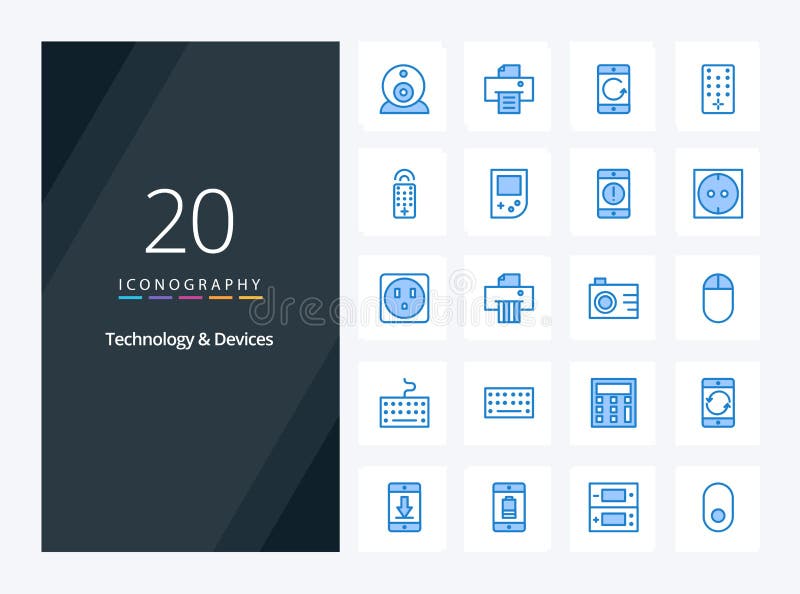20 Devices Blue Color Icon for Presentation Stock Vector - Illustration ...