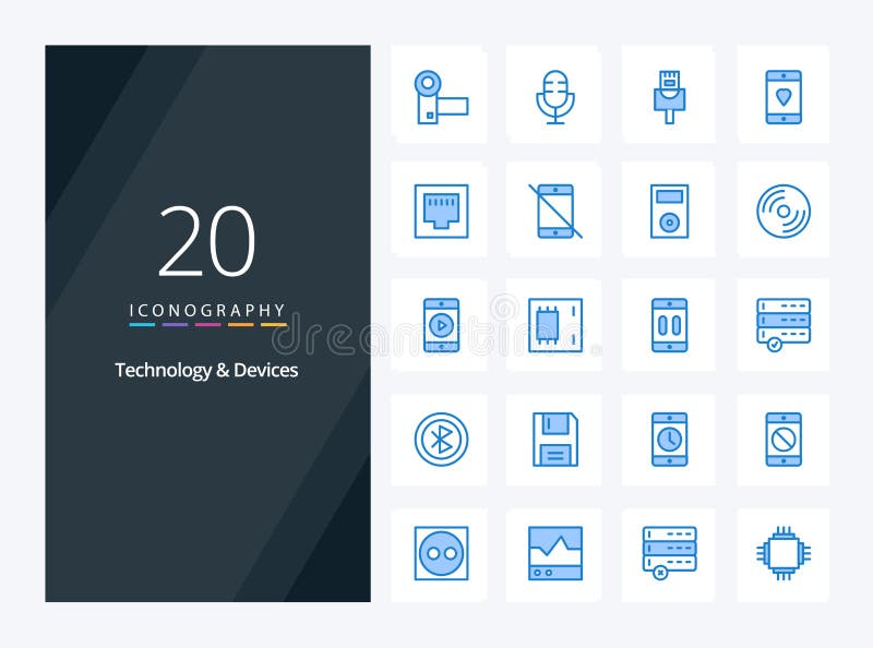 20 Devices Blue Color Icon for Presentation. Vector Icons Illustration ...
