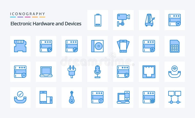 25 Devices Blue icon pack stock vector. Illustration of mobile - 264557673