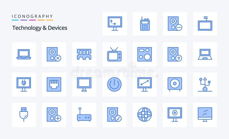 25 Devices Blue icon pack stock vector. Illustration of communication ...