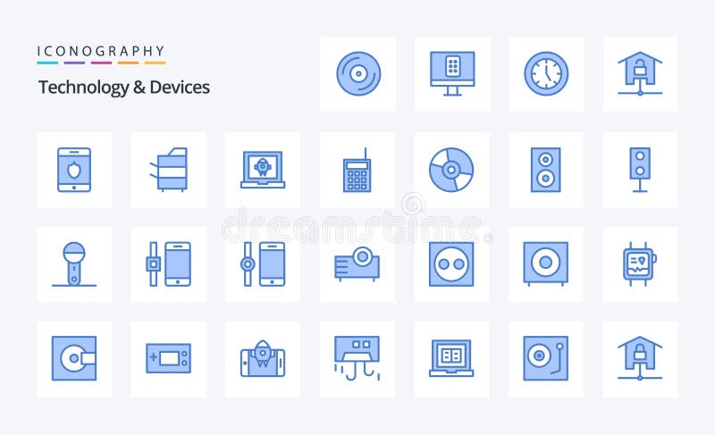 25 Devices Blue Icon Pack. Vector Icons Illustration Stock Vector ...
