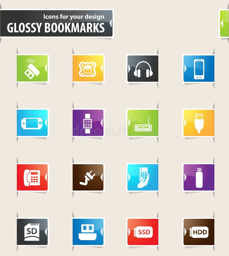 Devices Bookmark Icons stock vector. Illustration of phone - 89087512