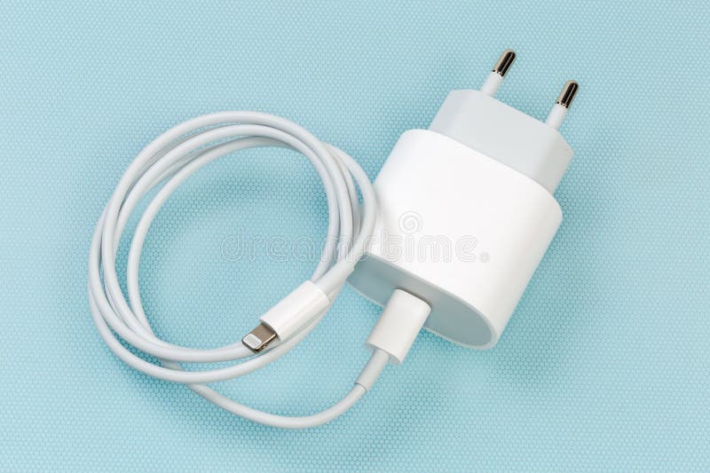 Devices Charger with USB Type-C Output Socket and Cable Stock Image ...