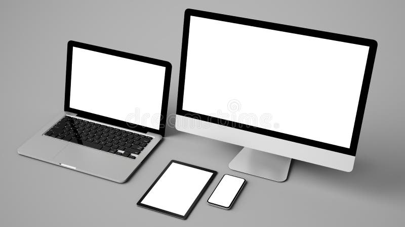 Devices collection mockup stock illustration. Illustration of mobility ...