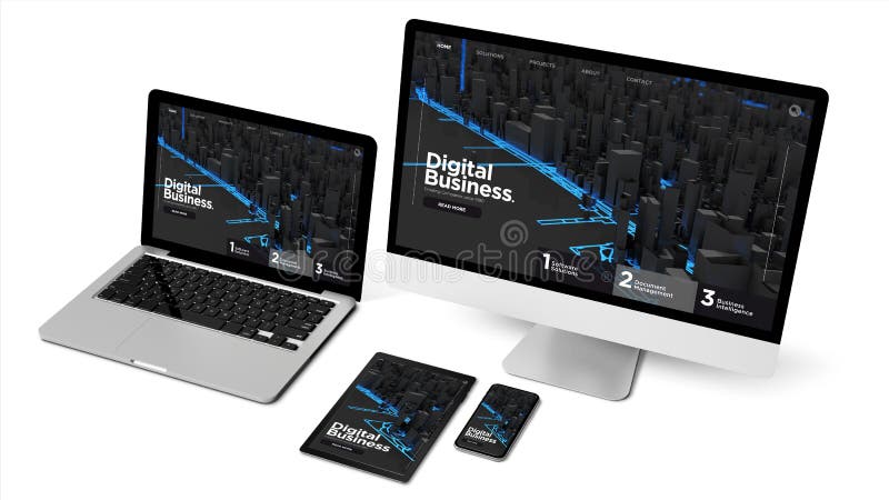 Devices Collection Showing Digital Business Stock Illustration ...