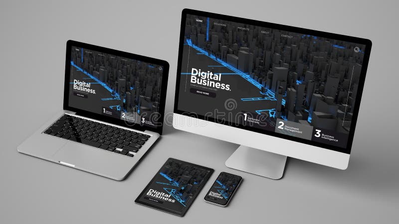 Devices Collection Showing Digital Business Stock Illustration ...