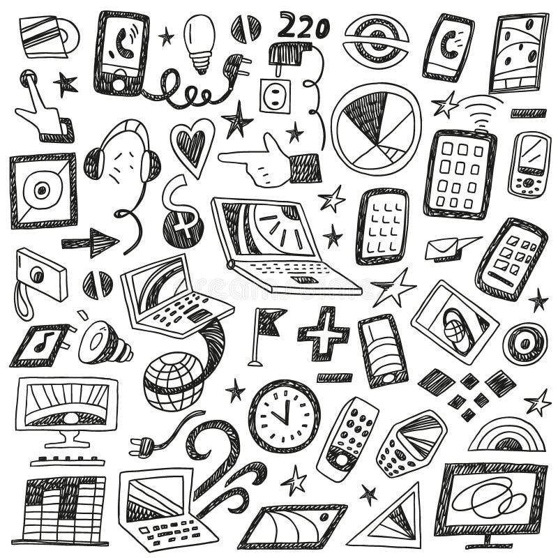 Devices , Computers - Doodles Set Stock Vector - Illustration of mobile ...