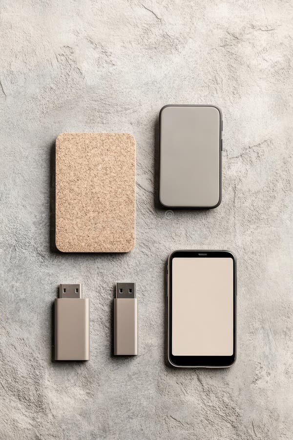 Devices on Concrete Surface: Cellular Telephone, Memory Sticks, and ...