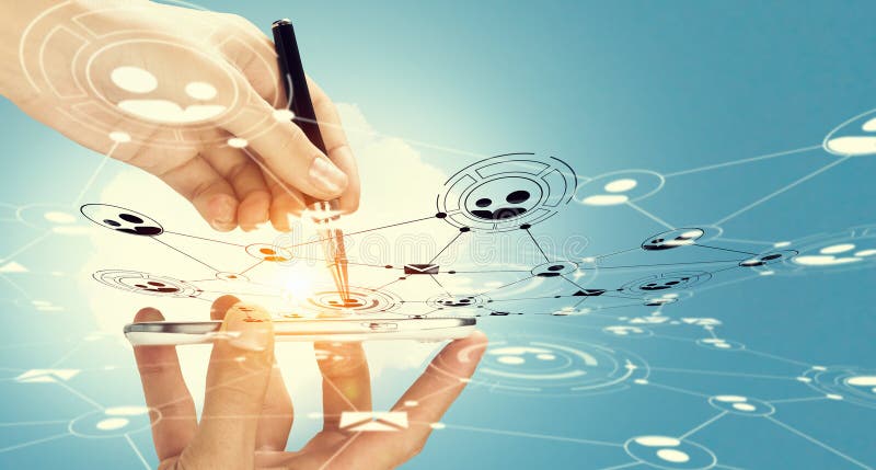 Devices connecting people stock photo. Image of device - 73073976