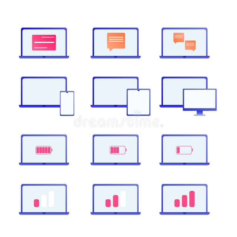 Laptop. Vector icon set stock vector. Illustration of cell - 252377289