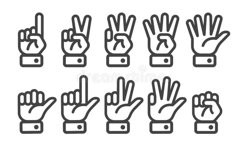 Finger counting icon set stock vector. Illustration of counting - 136581007