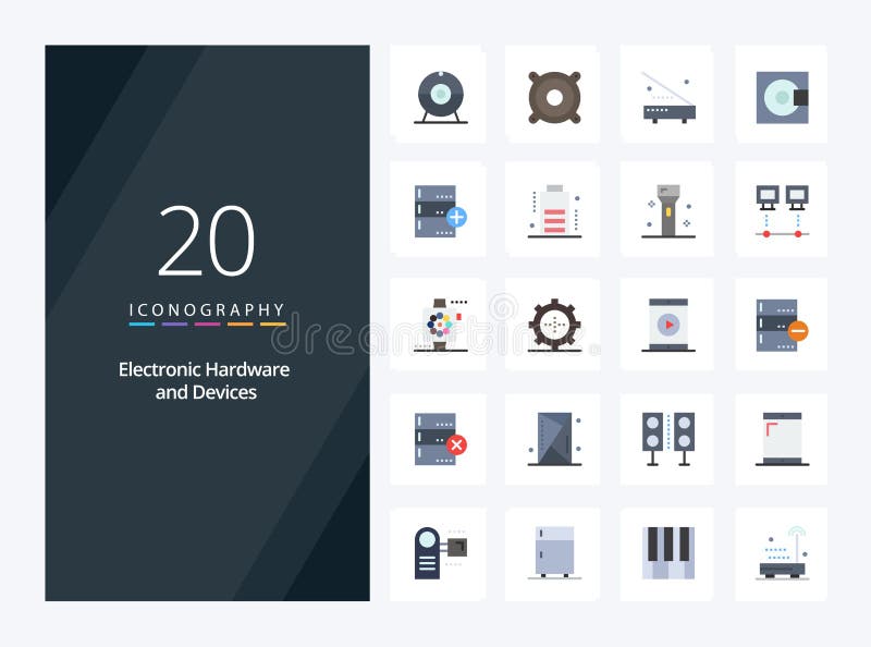 20 Devices Flat Color Icon for Presentation Stock Vector - Illustration ...