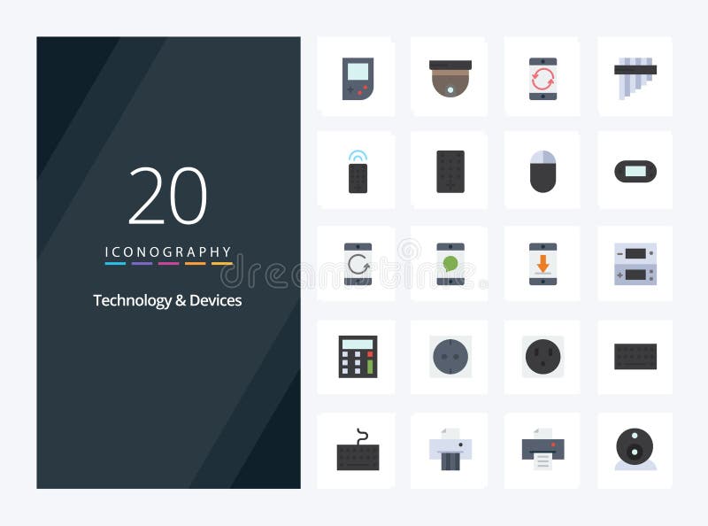 20 Devices Flat Color Icon for Presentation Stock Vector - Illustration ...
