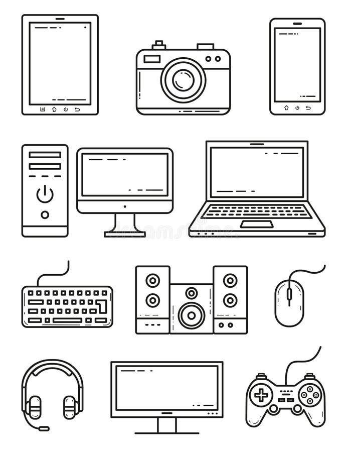 Vector Set Of Outline Isolated Interior Design Floor Plan Objects Icons ...