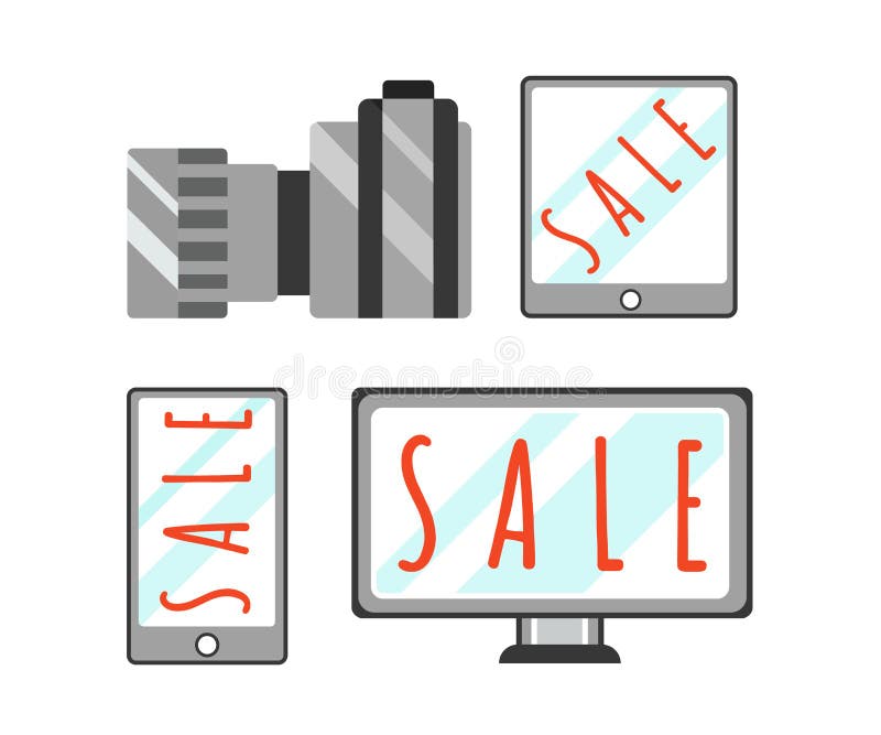 Devices and Gadgets Sale Vector Illustrations Set Stock Vector ...