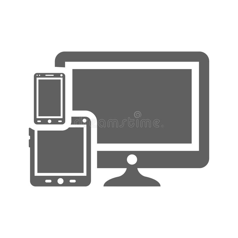 Computer, Smart Phone, Device Black Icon Stock Vector - Illustration of ...
