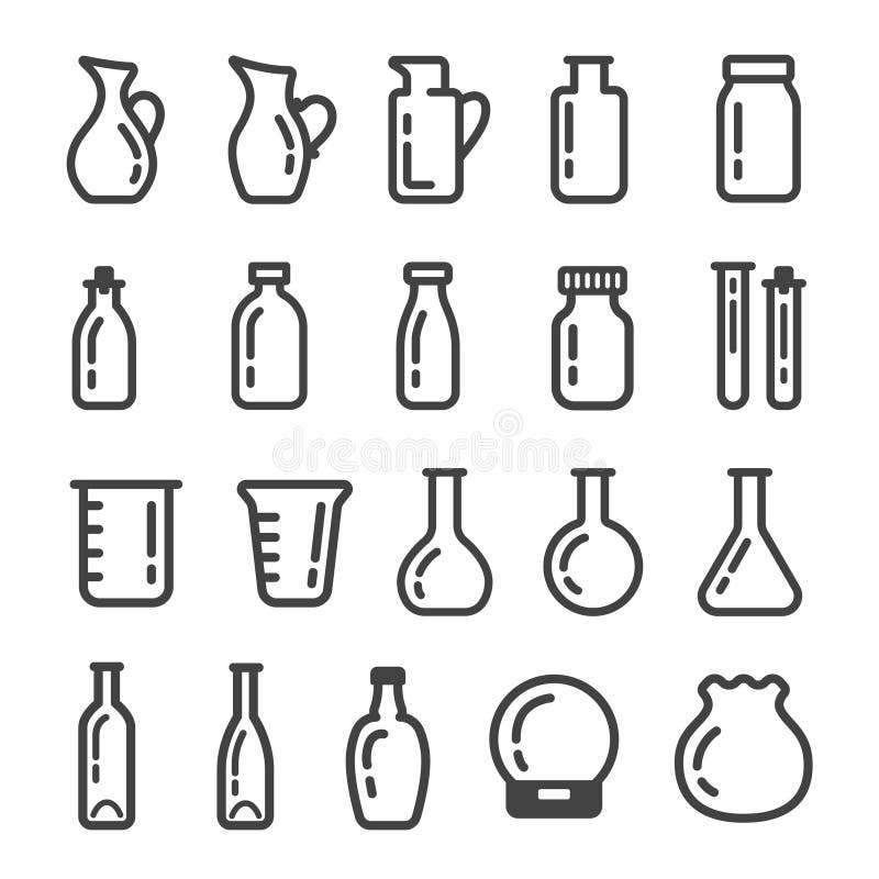 Glassware icon set stock vector. Illustration of instrument - 136574100