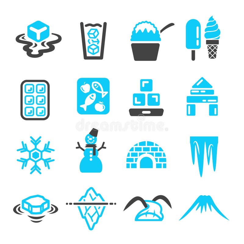 Ice icon set stock vector. Illustration of blue, sheet - 136577594