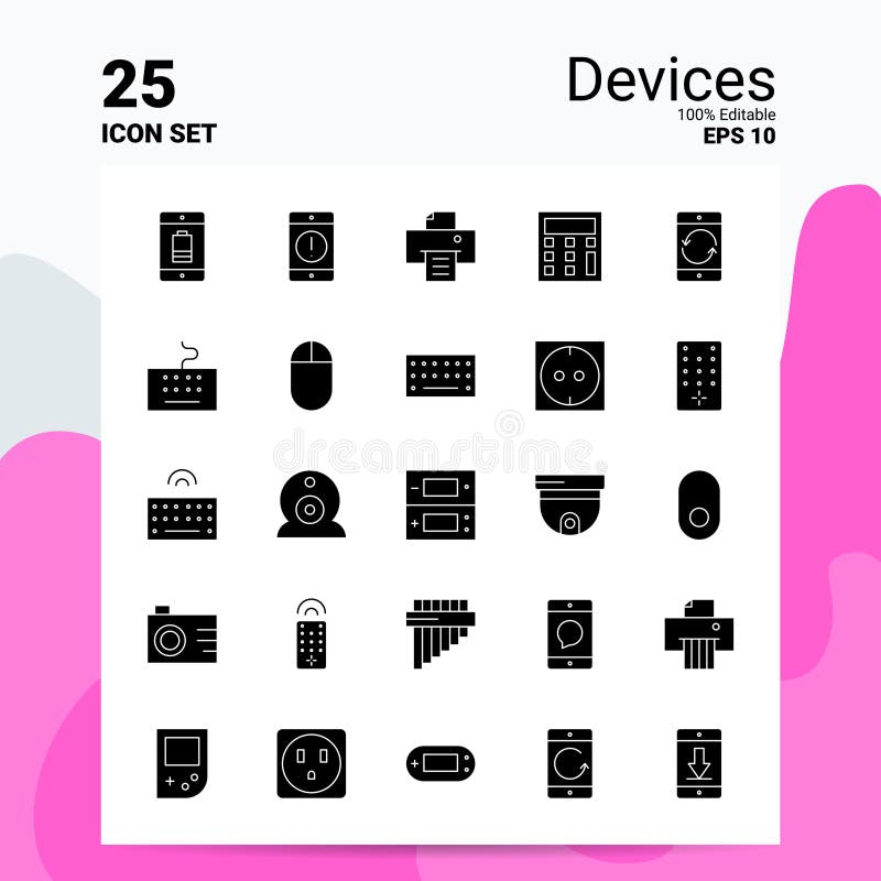 25 Devices Icon Set. 100 Editable EPS 10 Files Stock Vector ...
