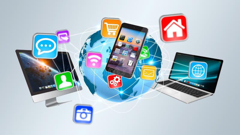 Devices and Icons Applications Connecting To Each Other Stock ...