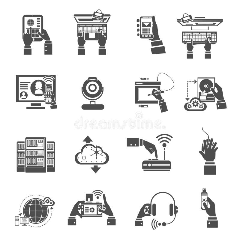 It Devices Icons Black stock vector. Illustration of pictogram - 55198293