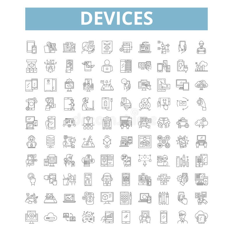 Devices Icons, Line Symbols, Web Signs, Vector Set, Isolated ...