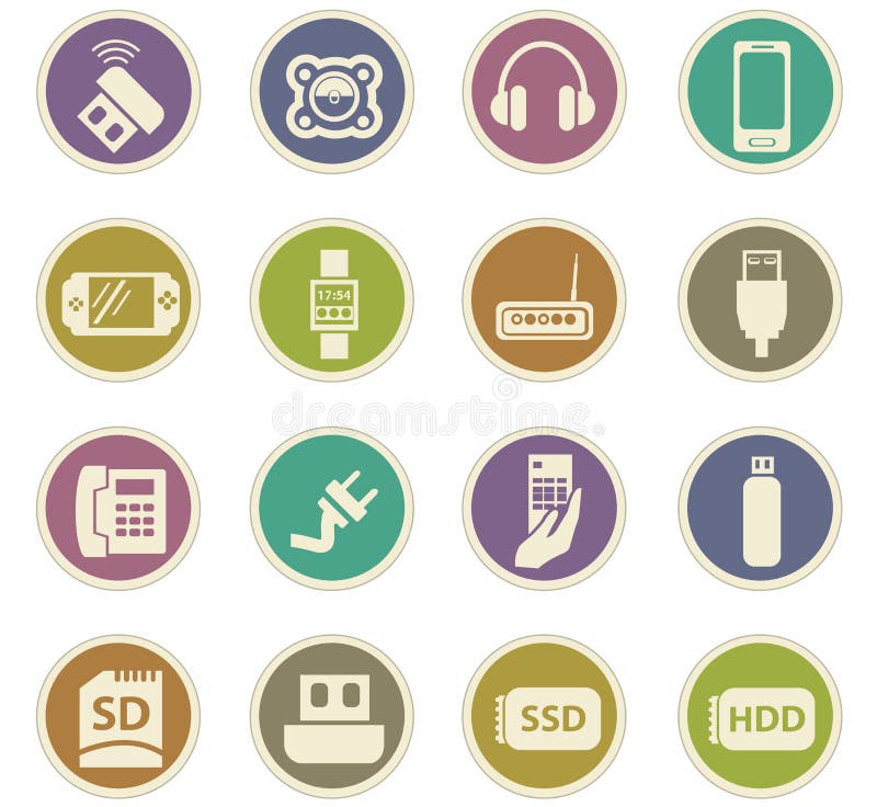 Devices icons set stock illustration. Illustration of phones - 89178484