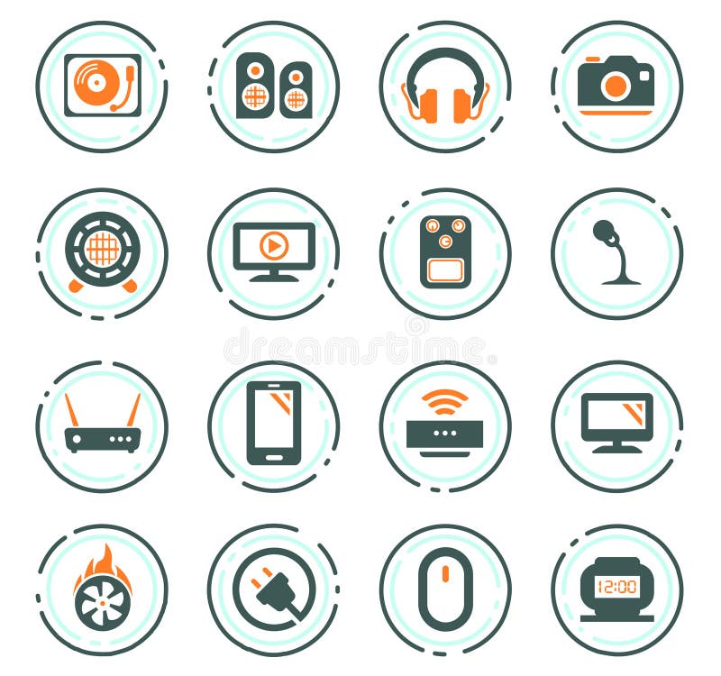 Devices icons set stock vector. Illustration of blue - 155267265