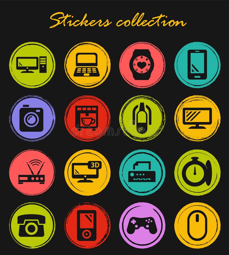 Devices icons set stock illustration. Illustration of touch - 246880320