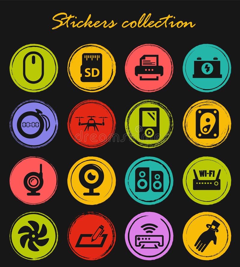 Devices icons set stock illustration. Illustration of player - 246880564