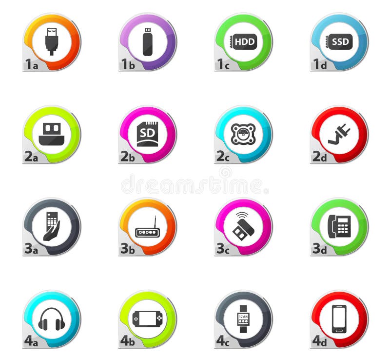 Devices icons set stock illustration. Illustration of mobile - 89241467