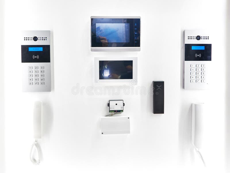 Devices for IP intercom stock image. Image of metal - 219089435