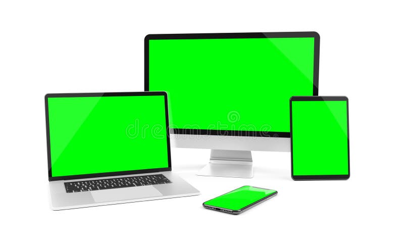 Devices Isolated on White Background 3D Rendering Stock Illustration ...