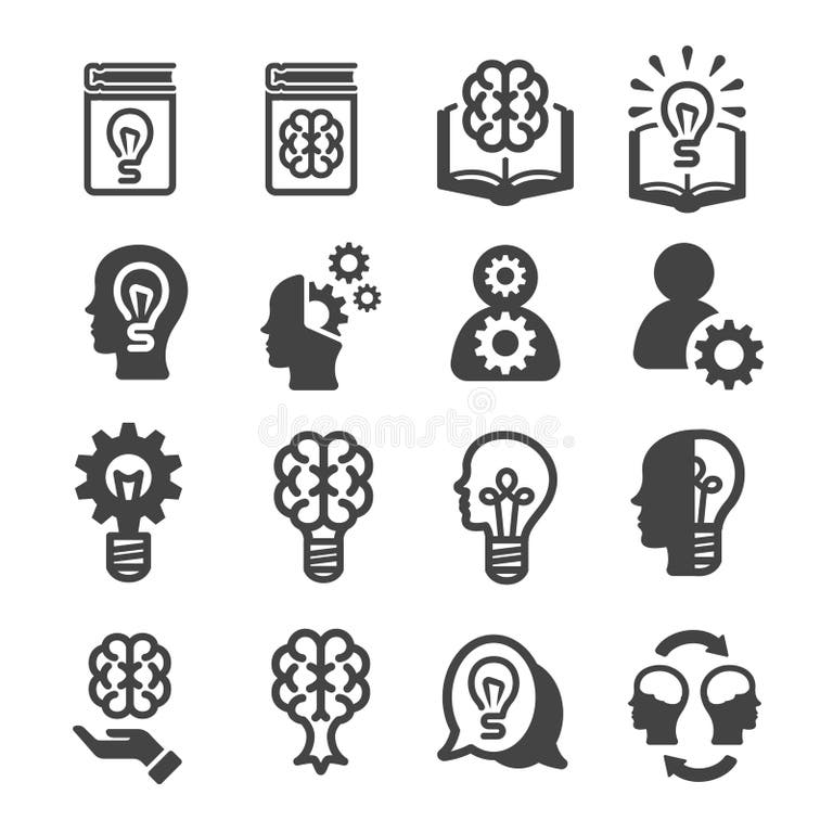 Knowledge icon set stock vector. Illustration of cognition - 136581001