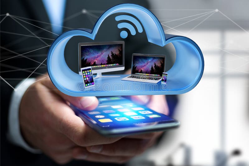 Devices Like Smartphone, Tablet Or Computer Displayed In A Cloud Stock ...