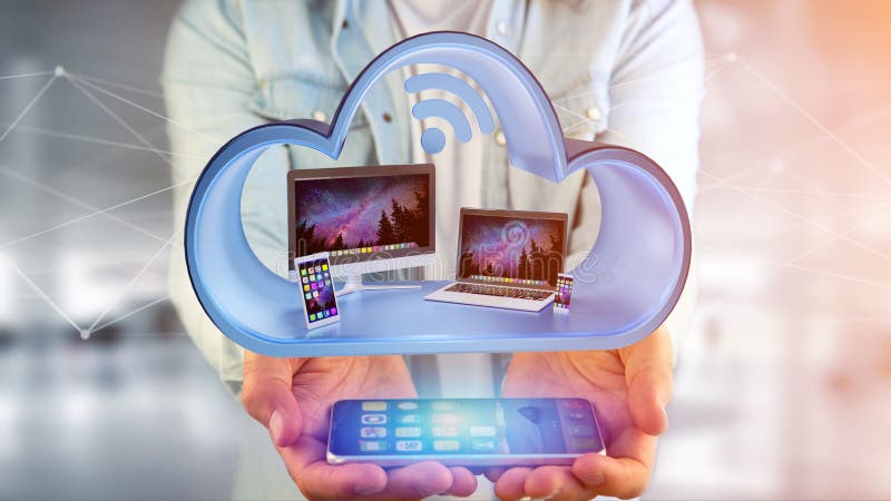 Devices Like Smartphone, Tablet or Computer Displayed in a Cloud Stock ...
