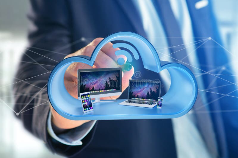 Devices Like Smartphone, Tablet or Computer Displayed in a Cloud Stock ...